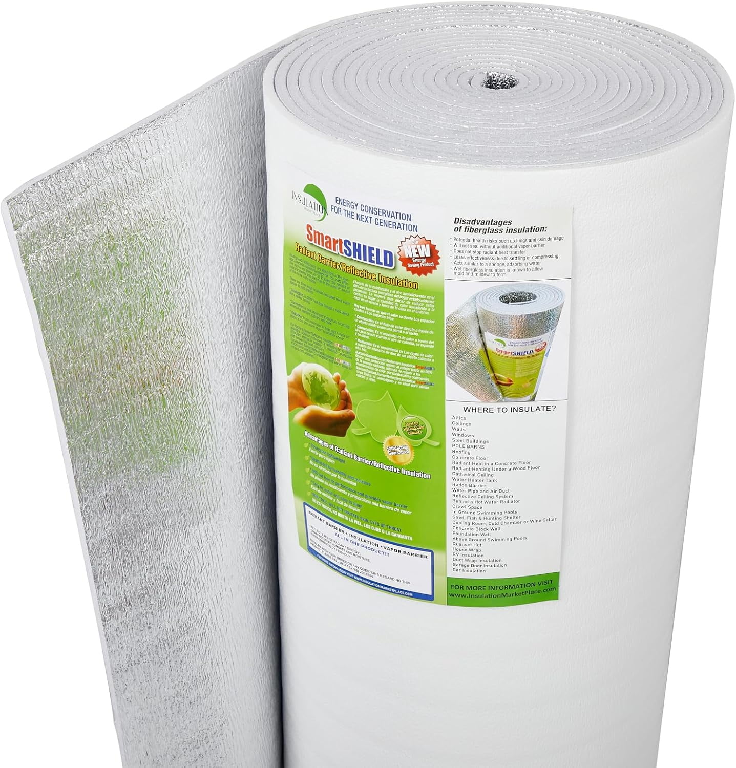 SmartSHIELD 10mm - 48" x 125', Reflective Insulation Roll, White & Foil ...