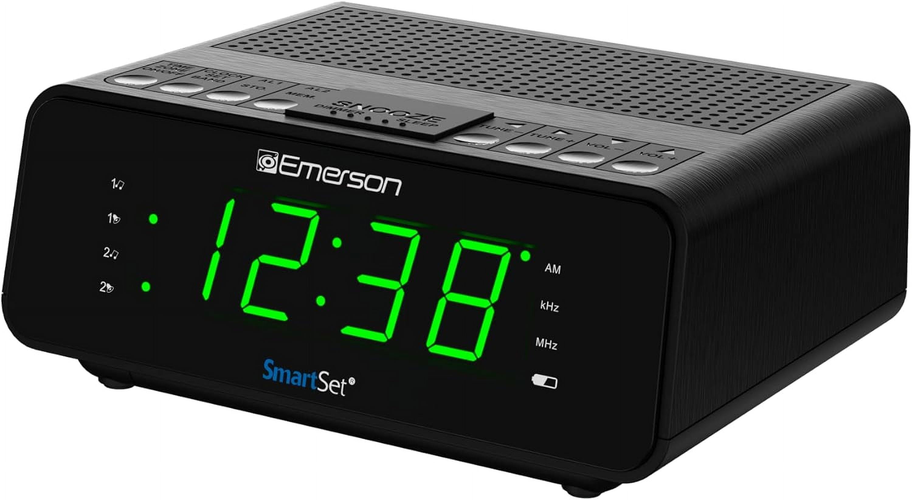 SmartSet Dual Alarm Clock Radio with AM/FM Radio, Dimmer, Sleep Timer ...