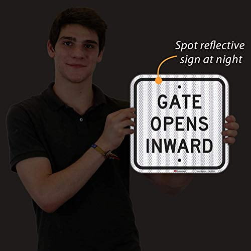 SmartSign 12 x 12 inch “Gate Opens Inward” Metal Sign, 63 mil Aluminum ...