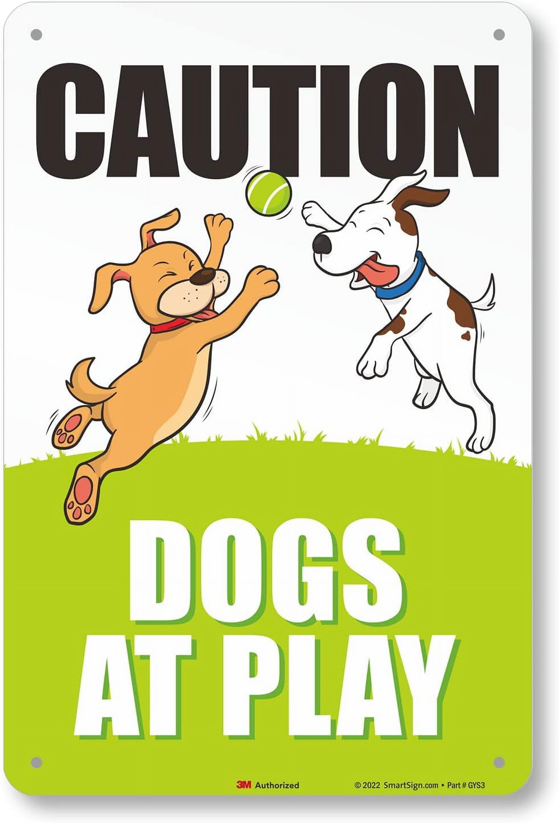 SmartSign 18 x 12 inch “Caution - Dogs at Play” Metal Sign, 63 mil ...