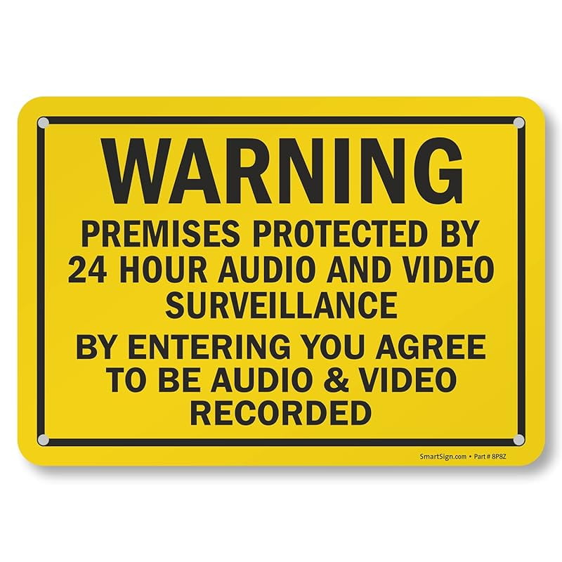 SmartSign 7 x 10 inch “Warning - Premises Protected By 24 Hour Audio ...