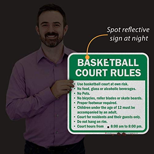 SmartSign "Basketball Court Rules" Sign | 18" x 18" 3M Engineer Grade ...