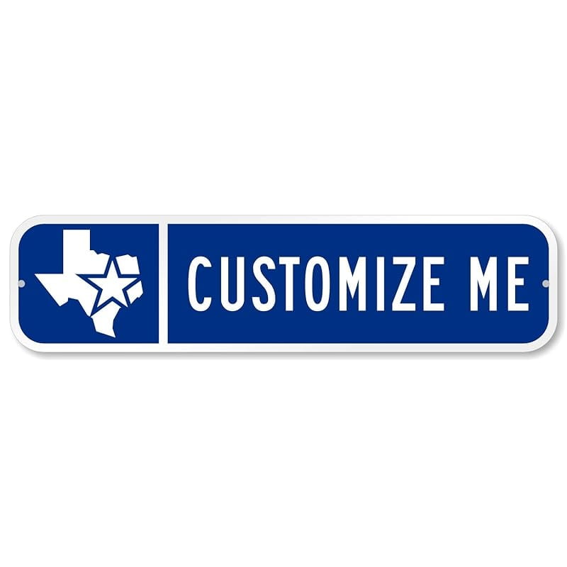 SmartSign Blue Custom Street Sign - 4" x 18", Aluminum, Reflective ...
