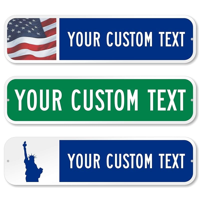 SmartSign Blue Custom Street Sign - 4" x 18", Aluminum, Reflective ...