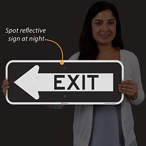SmartSign "Exit" Sign with Left Arrow | 8" x 24" 3M Engineer Grade ...