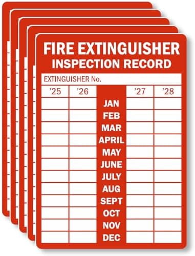 SmartSign “Fire Extinguisher Inspection Record” Pack of 5 Labels | 3.5 ...