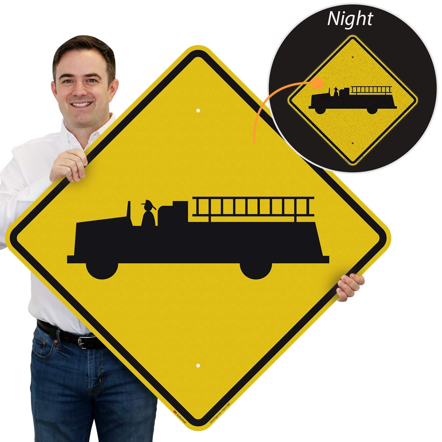 SmartSign "Fire Station Truck" Sign | 30" x 30" Engineer Grade ...