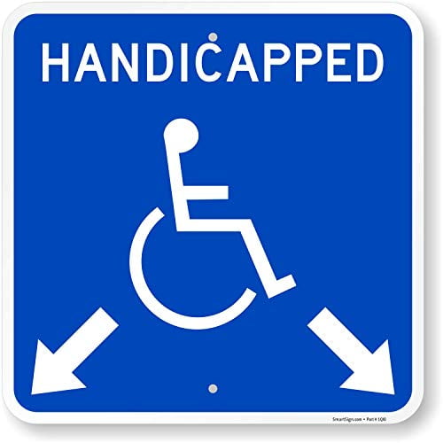 SmartSign "Handicapped" Sign with Double Arrows | 18" x 18" Aluminum ...