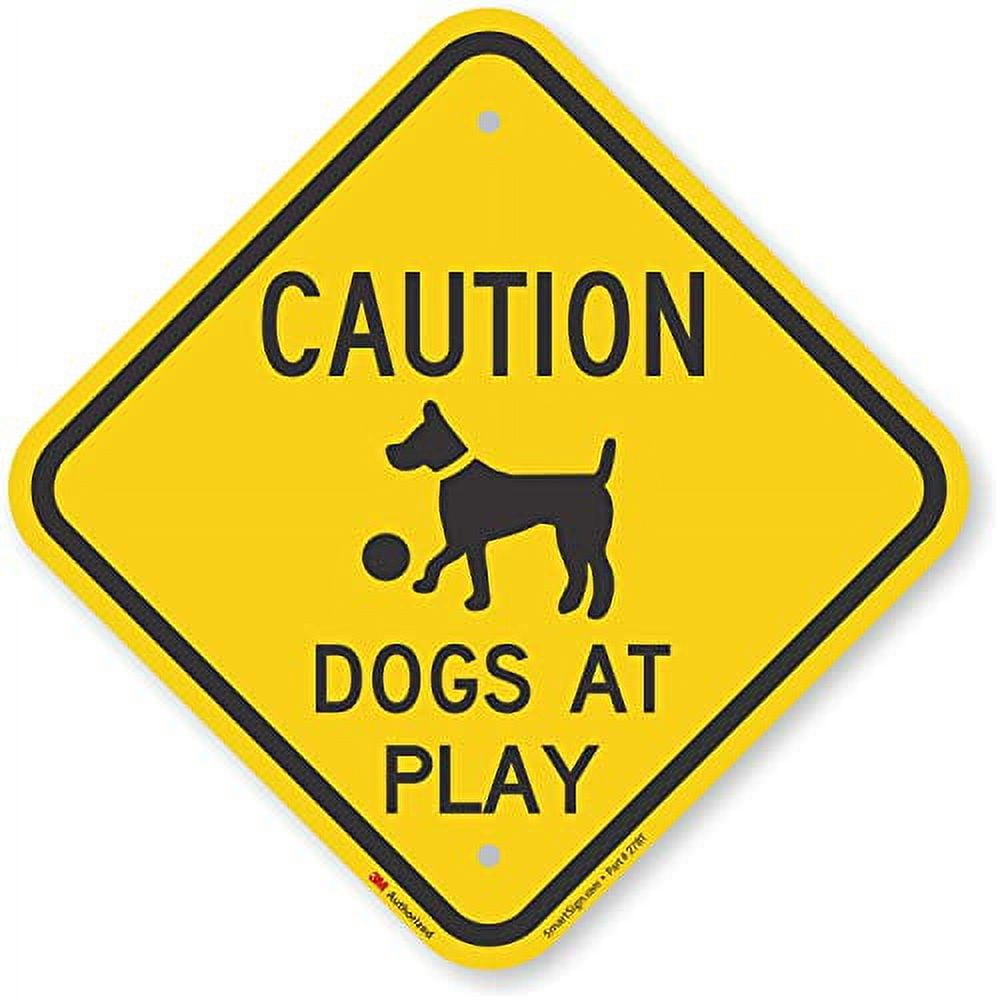 SmartSign - K-6748-EG-12x12-D1 "Caution - Dogs At Play" Sign | 12" x 12 ...