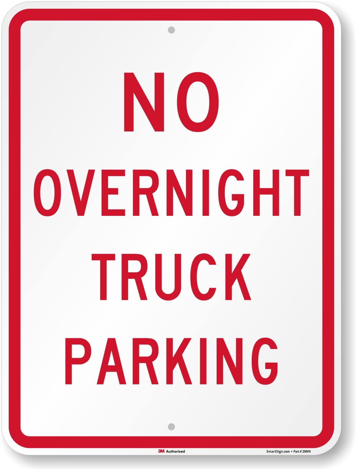 SmartSign No Overnight Truck Parking Metal Sign - 24" x 18", 80 mil 3M ...