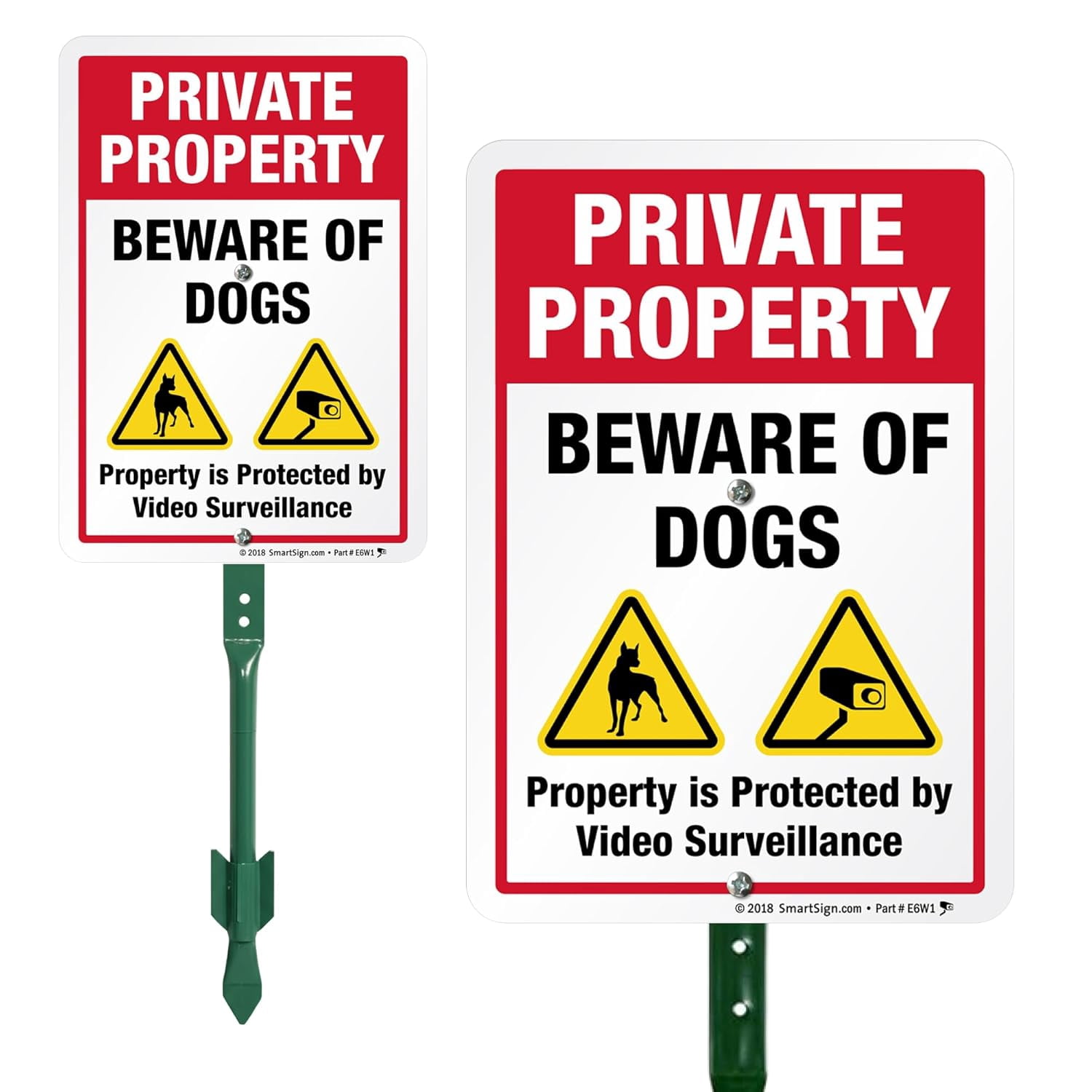 SmartSign Private Property Beware of Dogs Sign with Stake | 21" Tall ...