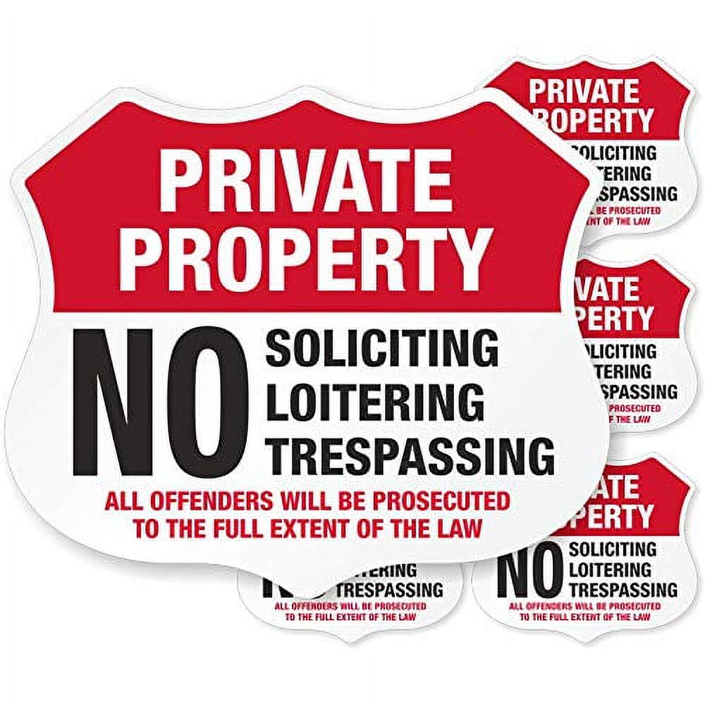 SmartSign Private Property Decals Set, Pack of 5, No Soliciting No ...