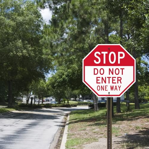 SmartSign "Stop - Do Not Enter, One Way" Sign | 18" x 18" Aluminum ...