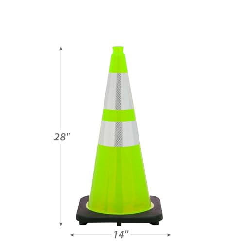 SmartSign Traffic Cone 28 inch Fluorescent Lime Green Safety Cone with ...