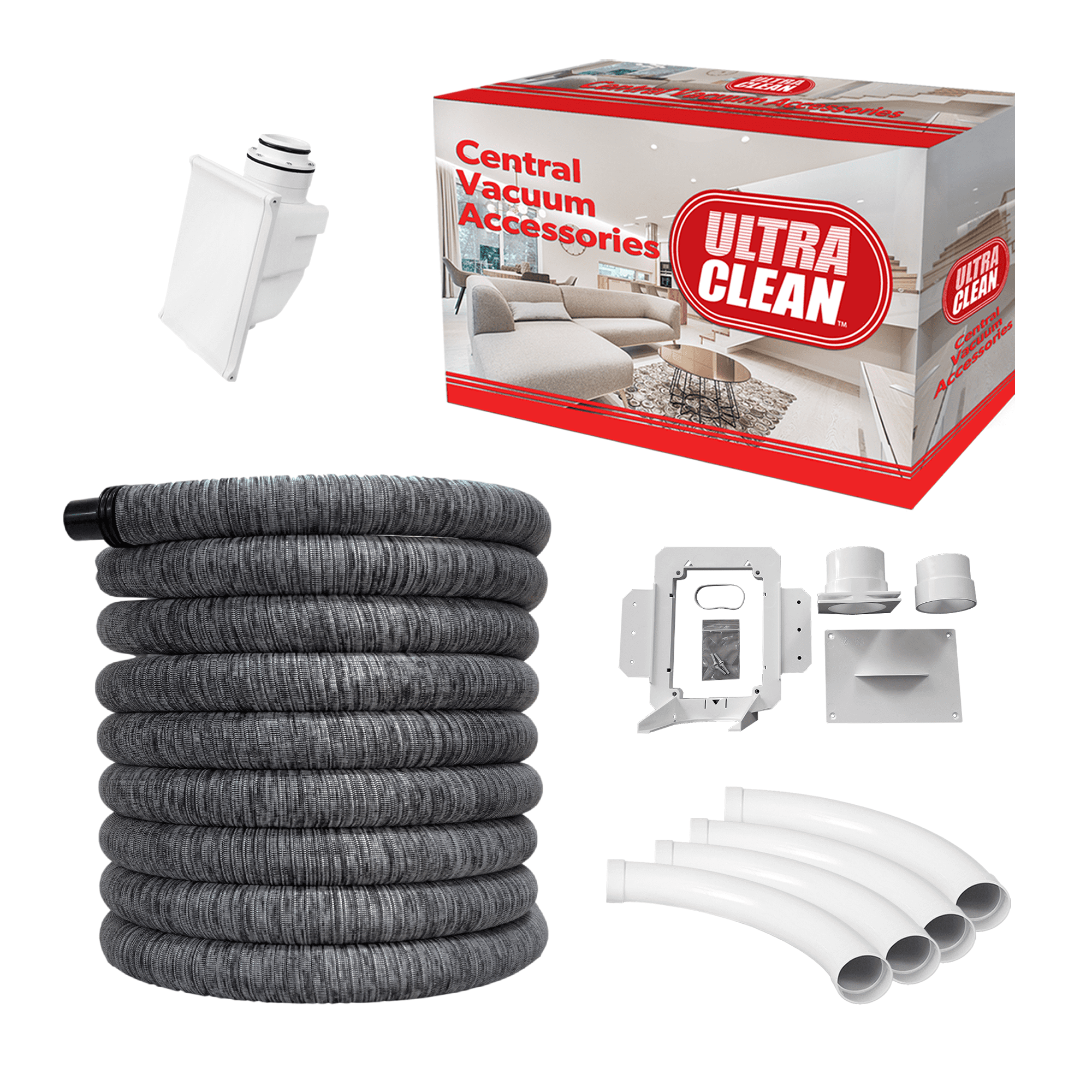 SmartSock Retractable Hose Central Vacuum System with Hose Cover ...