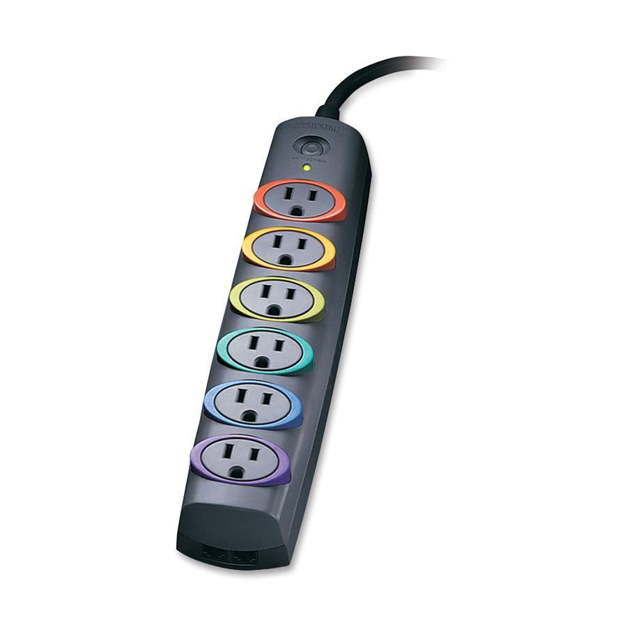 SmartSockets Color-Coded Strip Surge Protector 6 Outlets, 6 ft Cord ...