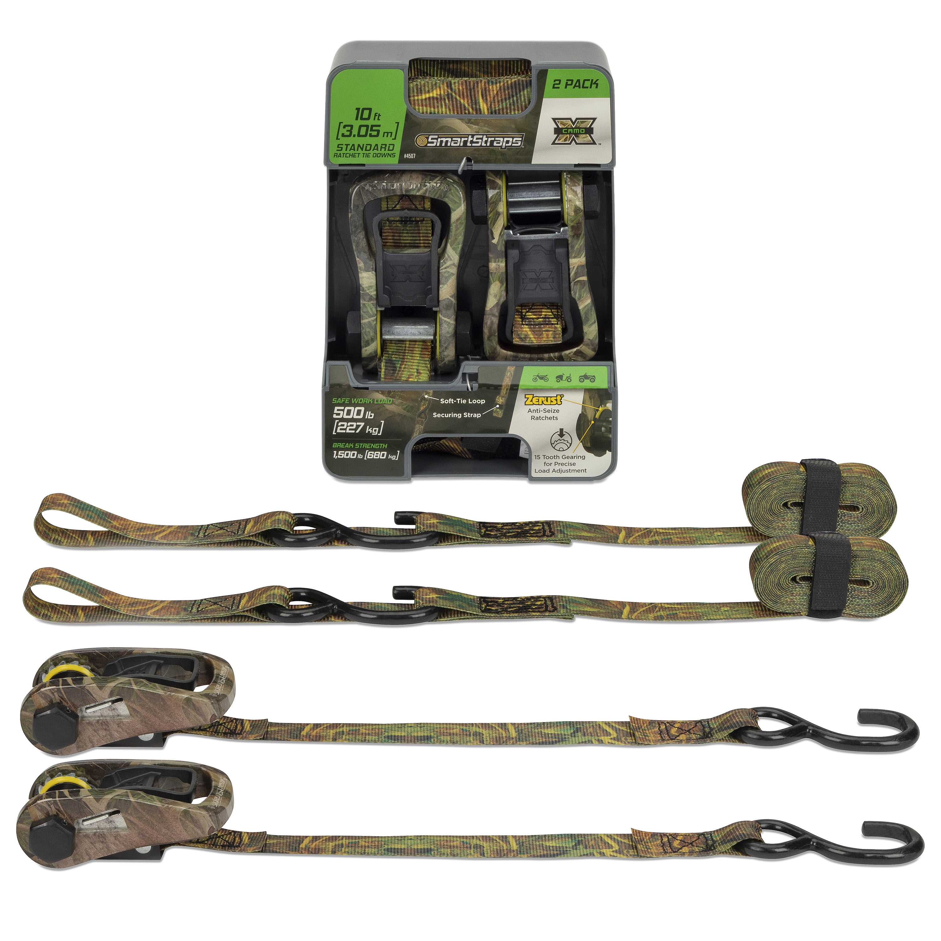 SmartStraps CamoX Standard Duty Ratchet Tie Down Straps, 1" x 10 ft ...