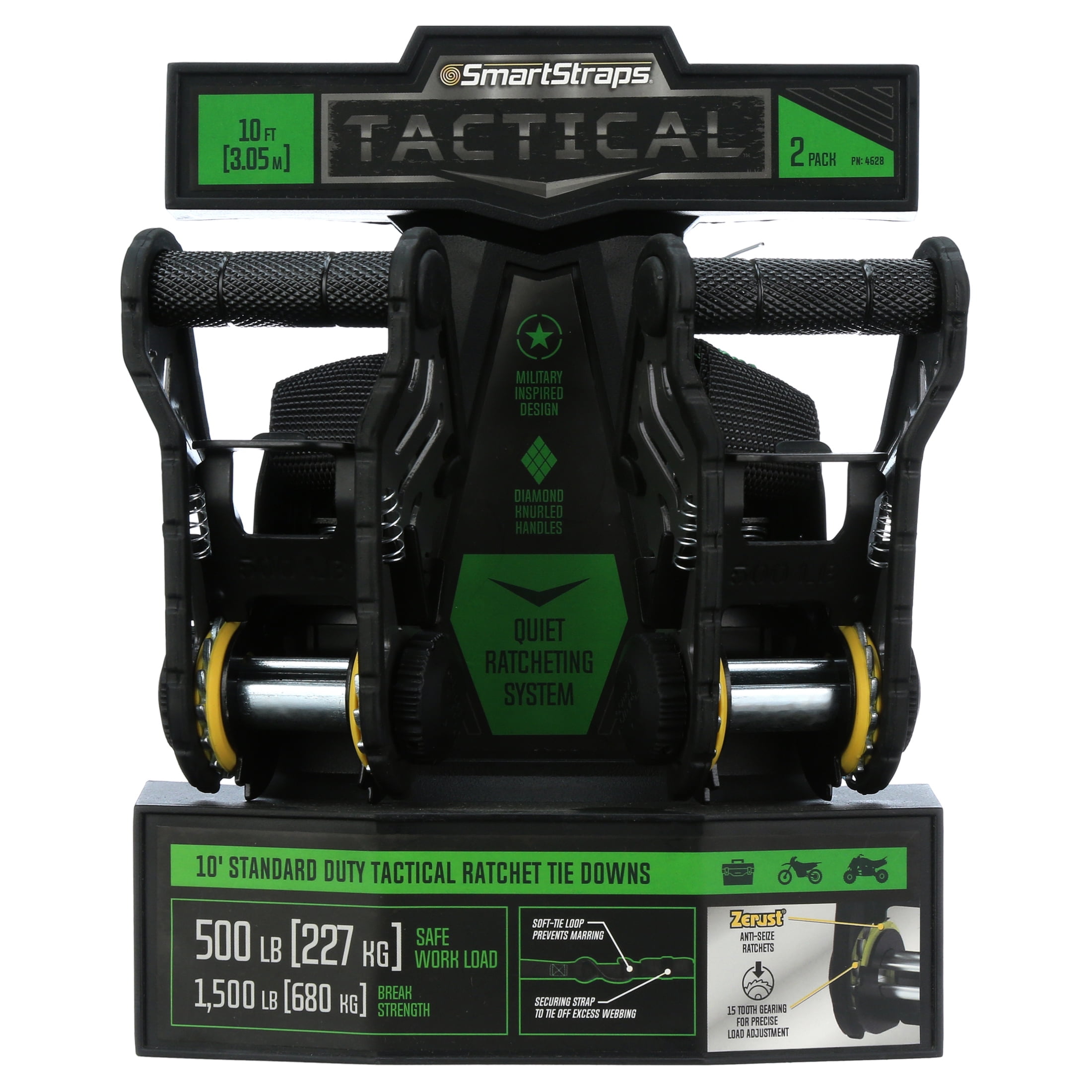 SmartStraps 1 in. x 10 ft. Green Tactical Standard Duty Ratchet Tie ...