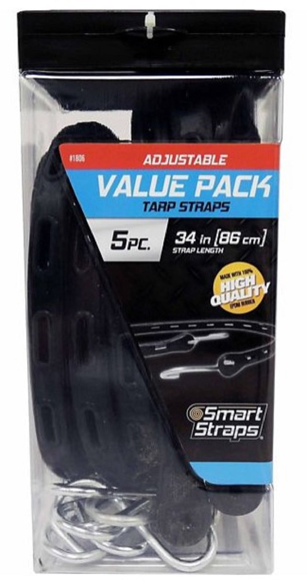 SmartStraps 1806 Adjustable Rubber Tarp Straps Value Pack 5 Piece ...