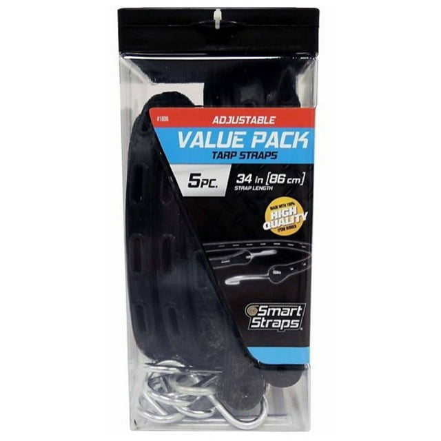 SmartStraps 1806 Adjustable Rubber Tarp Straps Value Pack 5 Piece ...