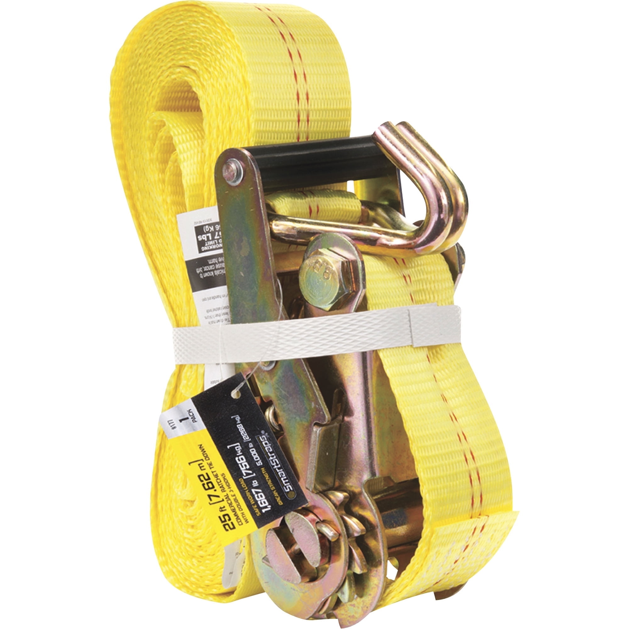 SmartStraps RatchetX 2" x 25ft Commercial Tie Down Strap, Yellow, 1 ...