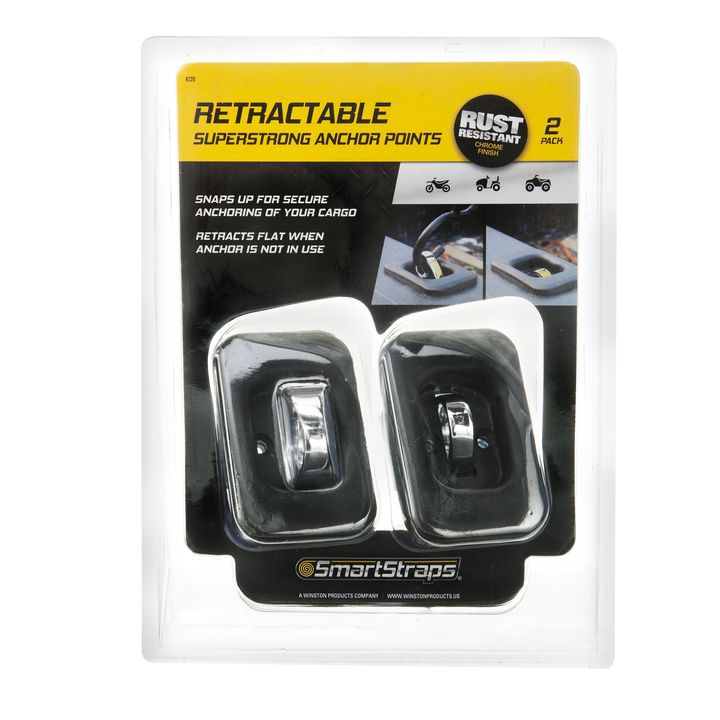 SmartStraps Pop up Anchor Points, Light Duty, Chrome, 220, 2 Pack - Walmart.com