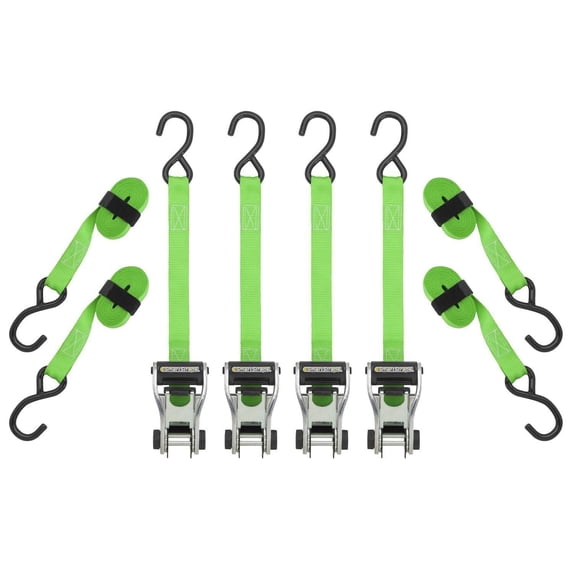 SmartStraps Ratchet X Tie Down, 14ft, 1500lb, Green, 4 Pack - Walmart.com