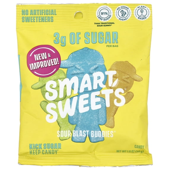 SmartSweets Sour Blast Buddies Candy, 1.8 OZ Bag, Sugar-Free, Non-GMO ...