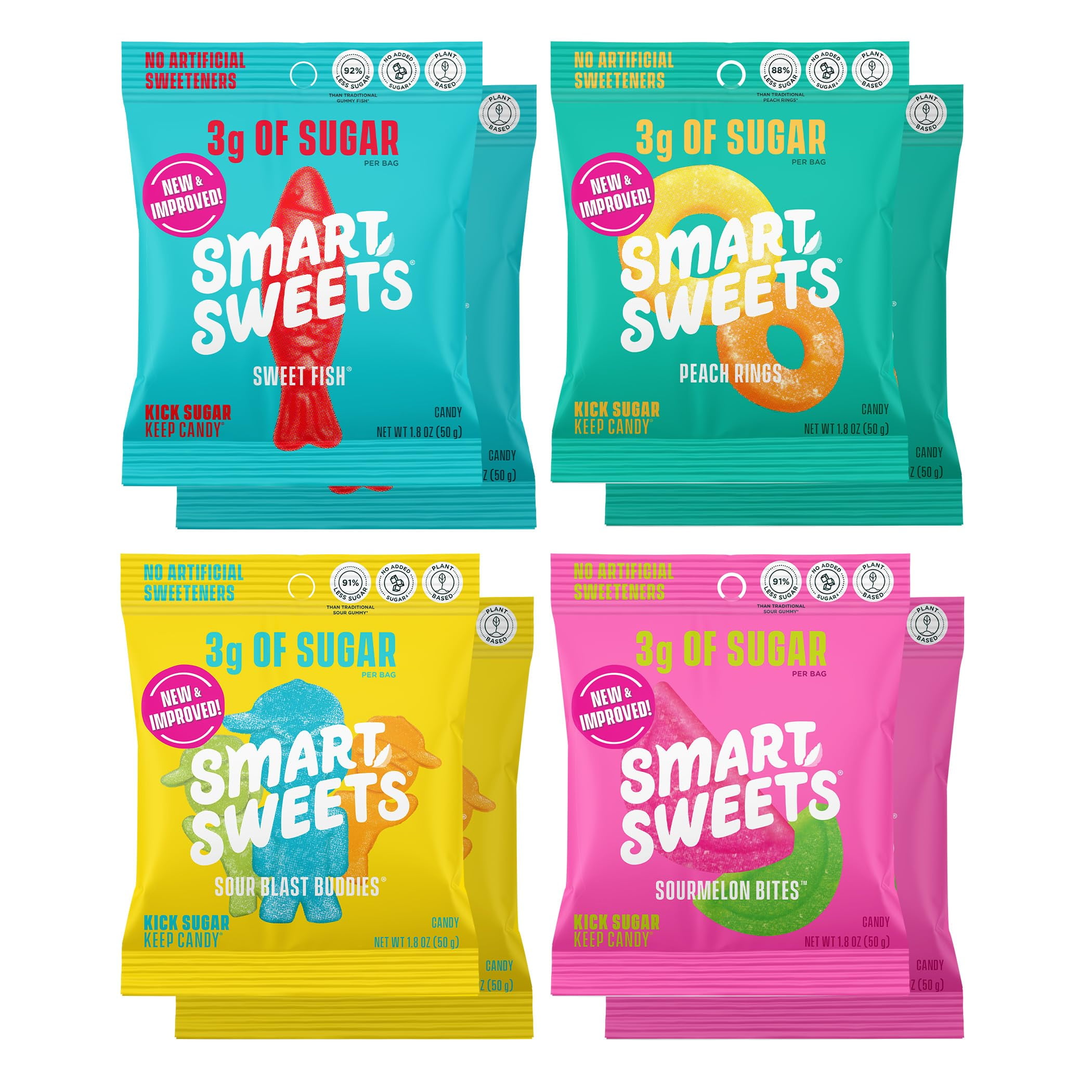 SmartSweets Variety Pack, 1.8oz STF9 (Pack of 8), Candy With Low Sugar ...