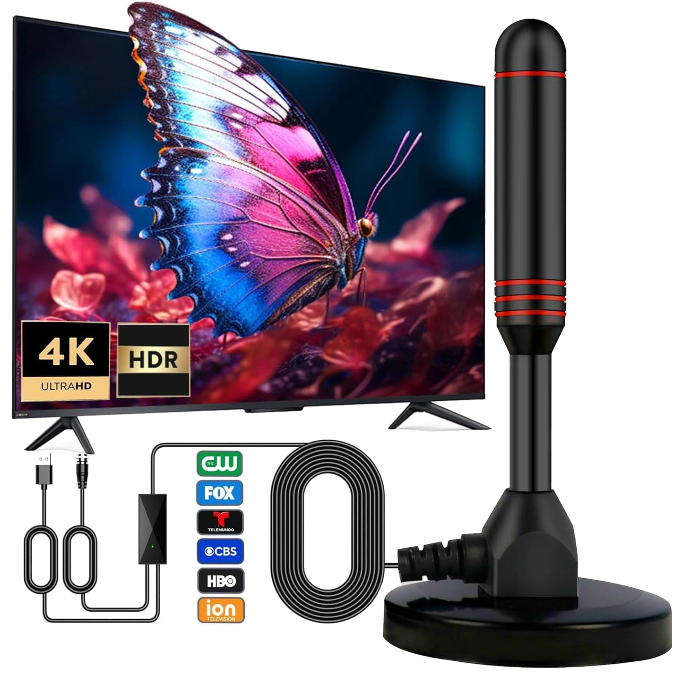 SmartView Indoor TV Antenna with 360 Reception and 300 Mile Range ...