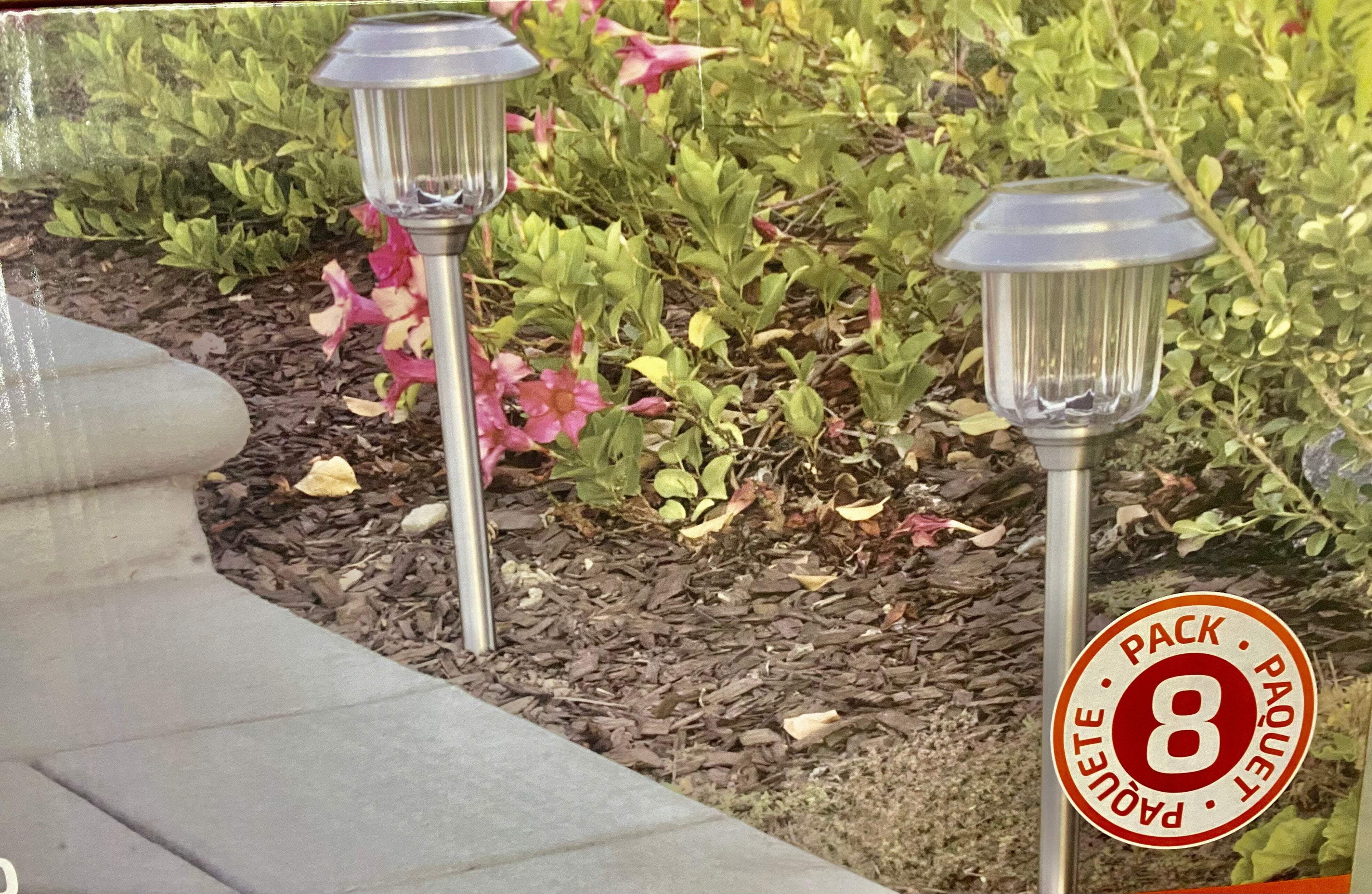 SmartYard Solar Pathway Lights Stainless-Steel and Glass (8 pack ...