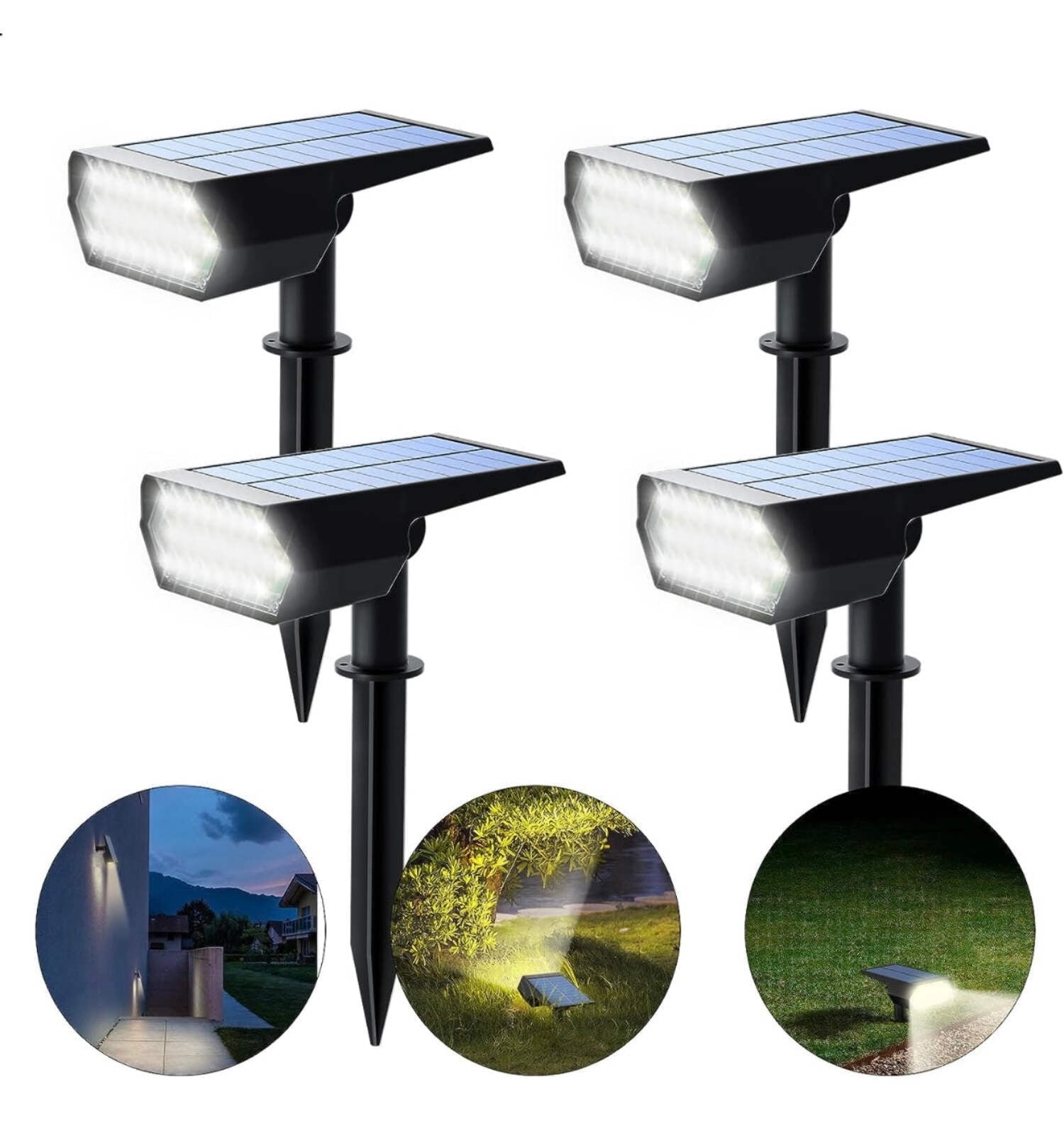 SmartYard Solar Spot Lights 53 LEDs, 2 Modes Pathway/Wall Lights 2 In 1 ...