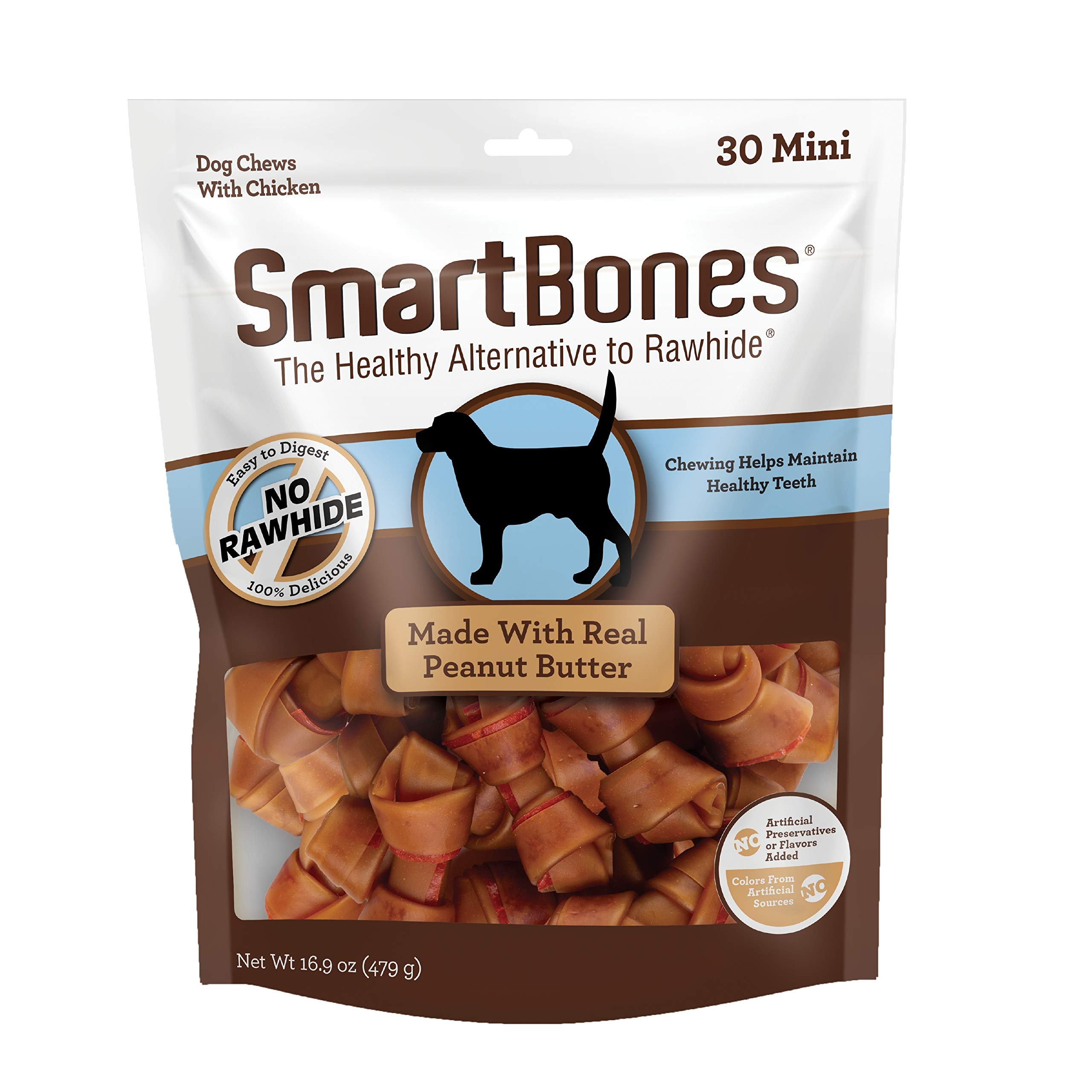Smartbones with Peanut Butter YPF5 Mini Chews 30 Count, Rawhide-Free ...