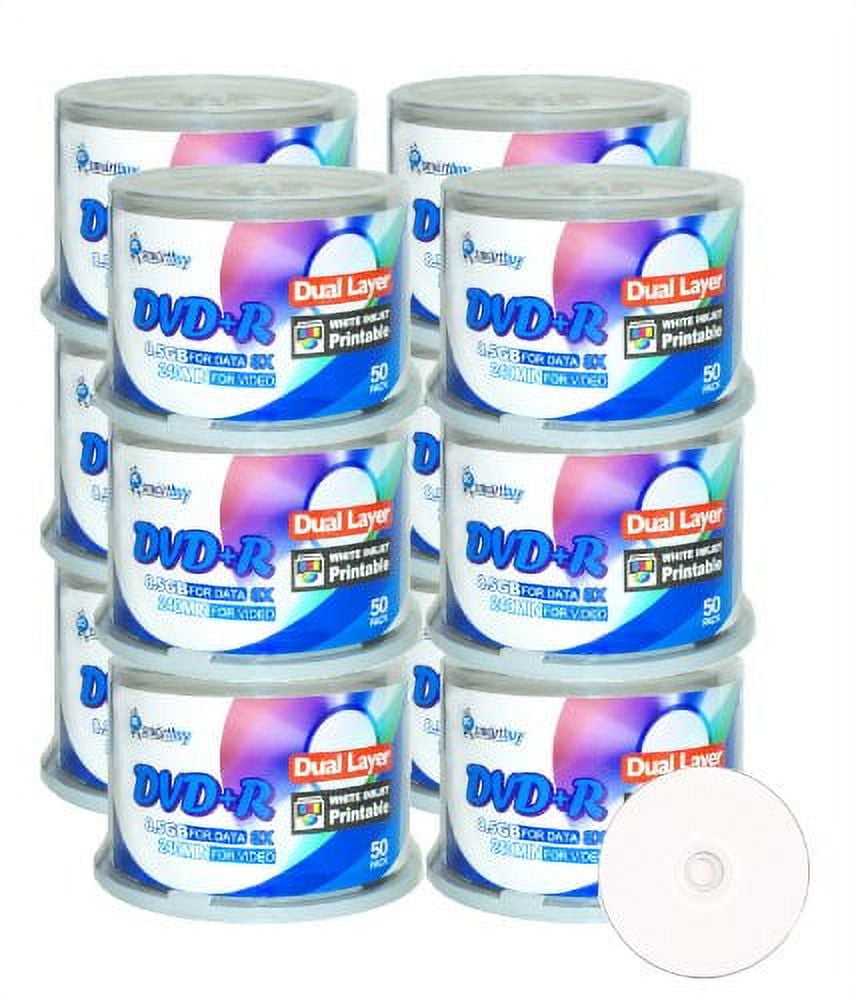 Smartbuy 600-disc 8.5gb/240min 8x Dvd+r Dl Dual Layer Double Layer White Inkjet Hub Printable ...