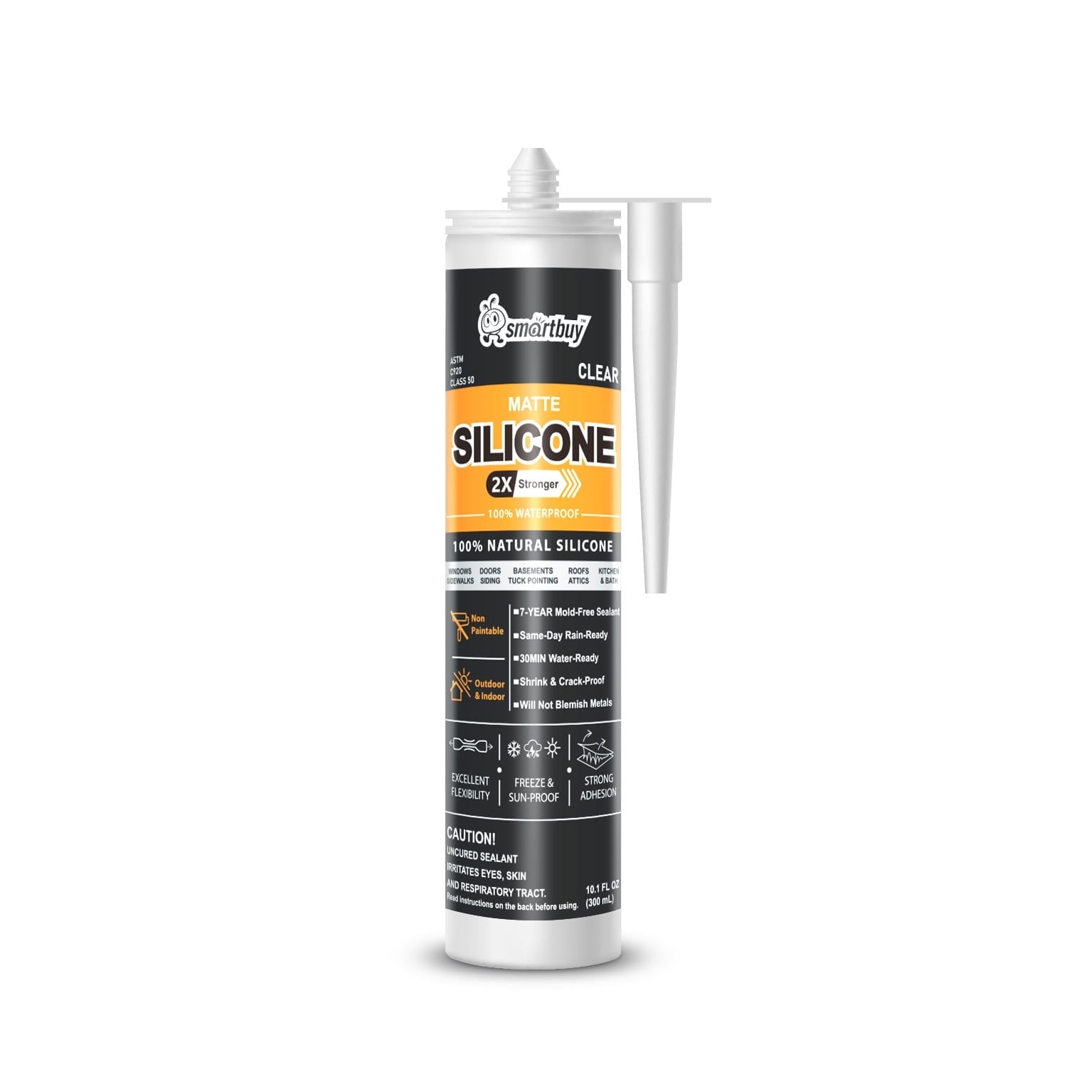 Smartbuy Advanced 2X Stronger Matte 100% Clear Silicone Sealant and ...