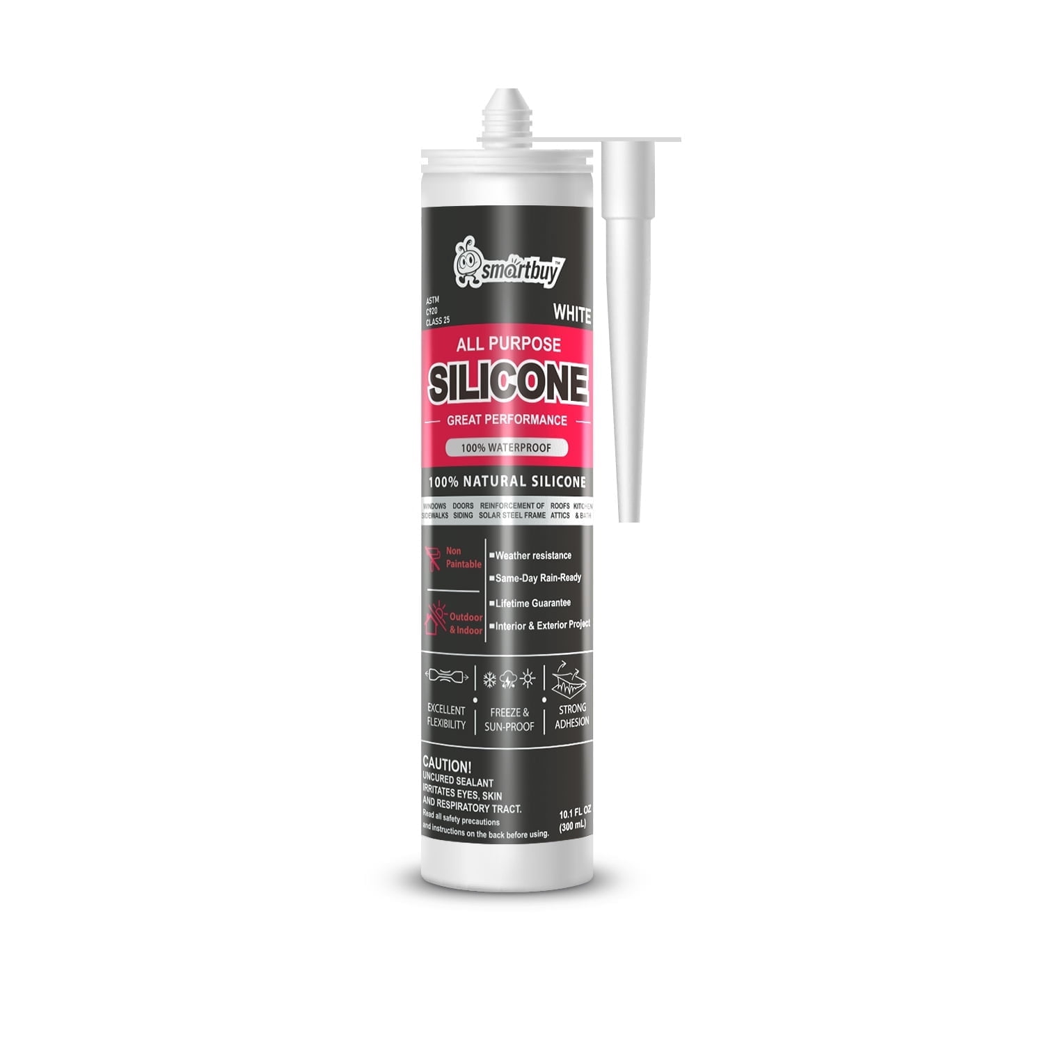 Smartbuy All Purpose 100% White Natural Silicone Sealant and Adhesive ...