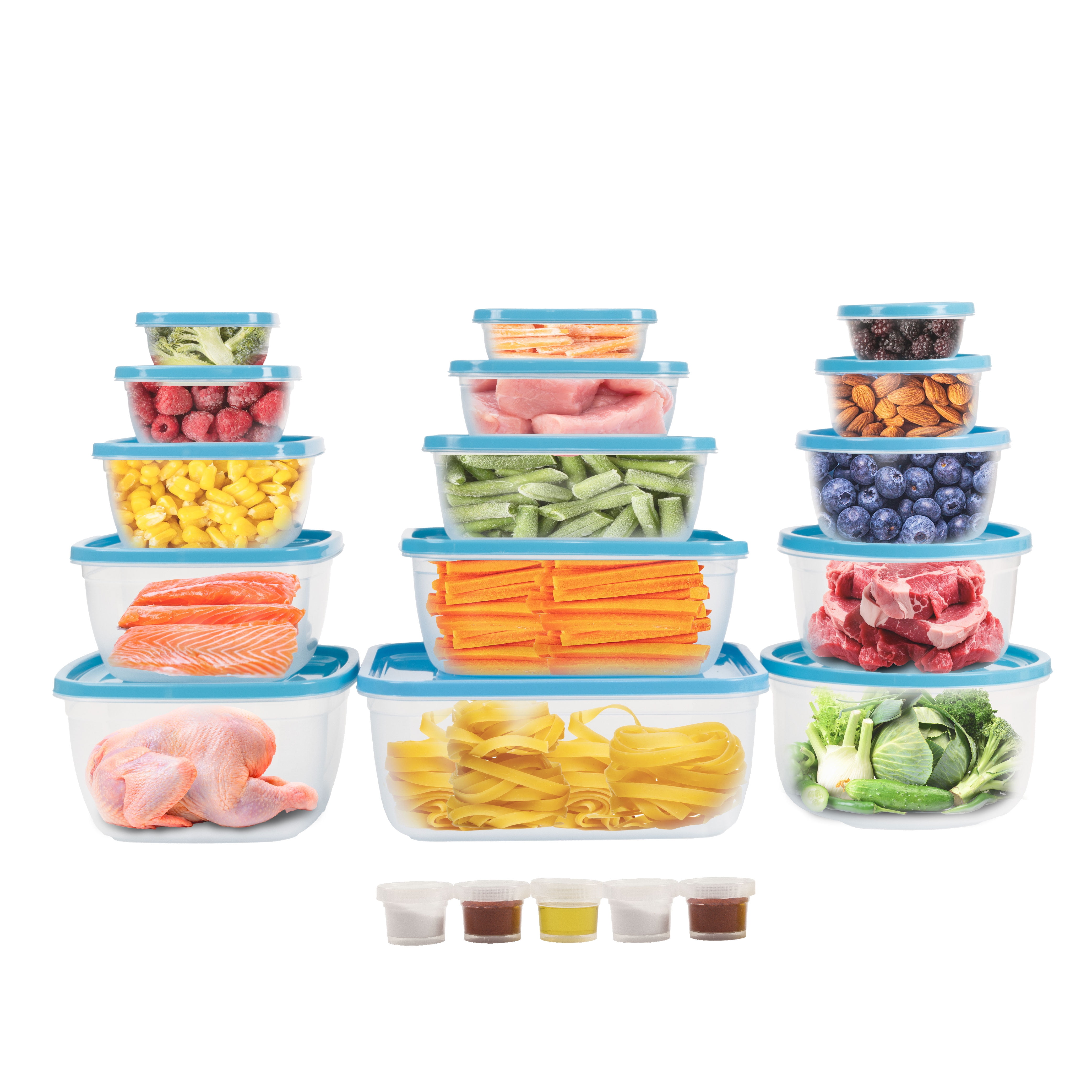 Smartcook 40 psc Kitchen Plastic Food Storage Box Set (Blue), Food ...