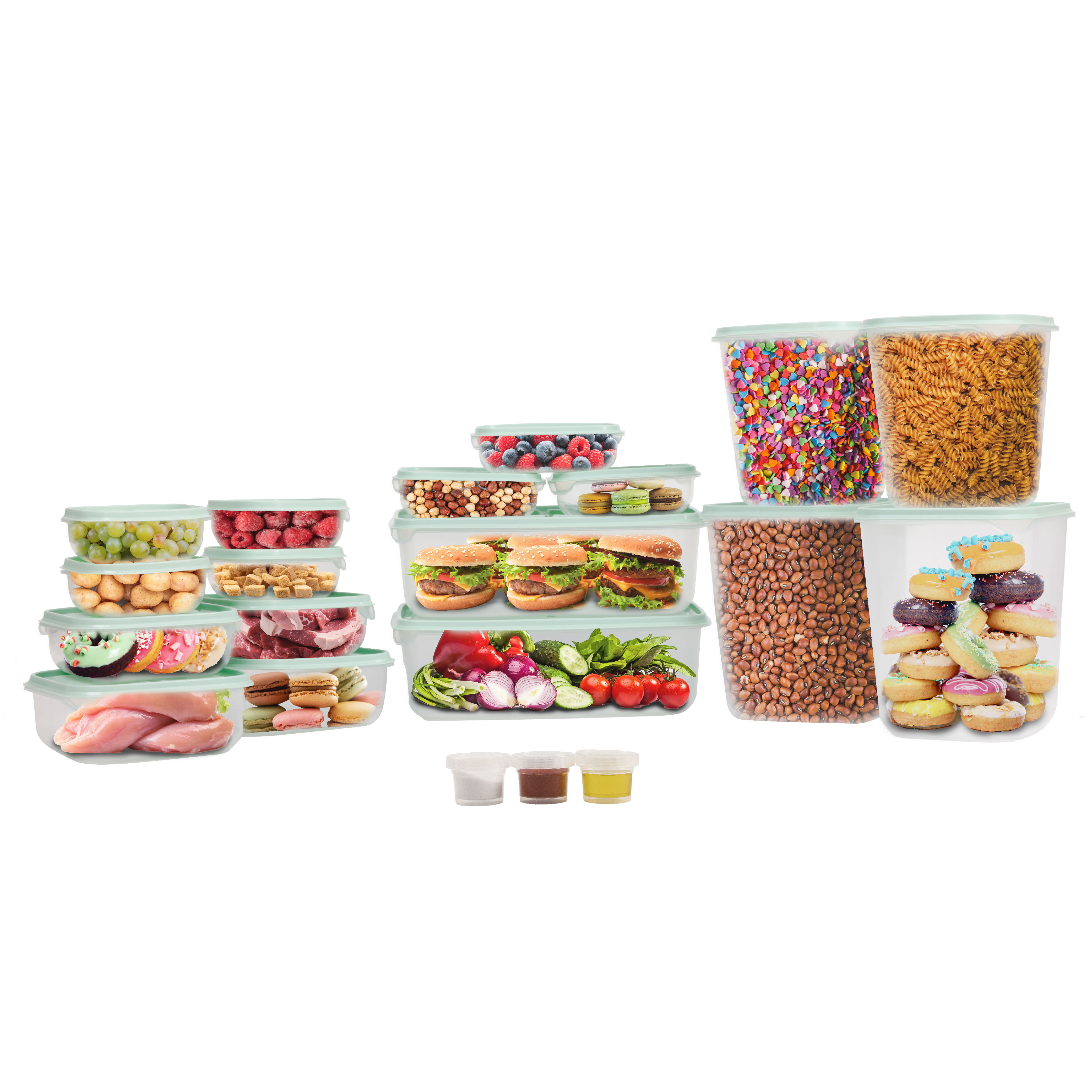 Smartcook 40 psc Kitchen Plastic Food Storage Box Set (Green), Food ...