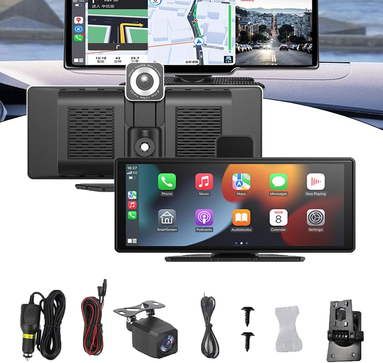 Smartdash Pro Carplay Tablet, Smart Dash Cam Front and Rear Camera, Smart Dash Cam with Memory ...