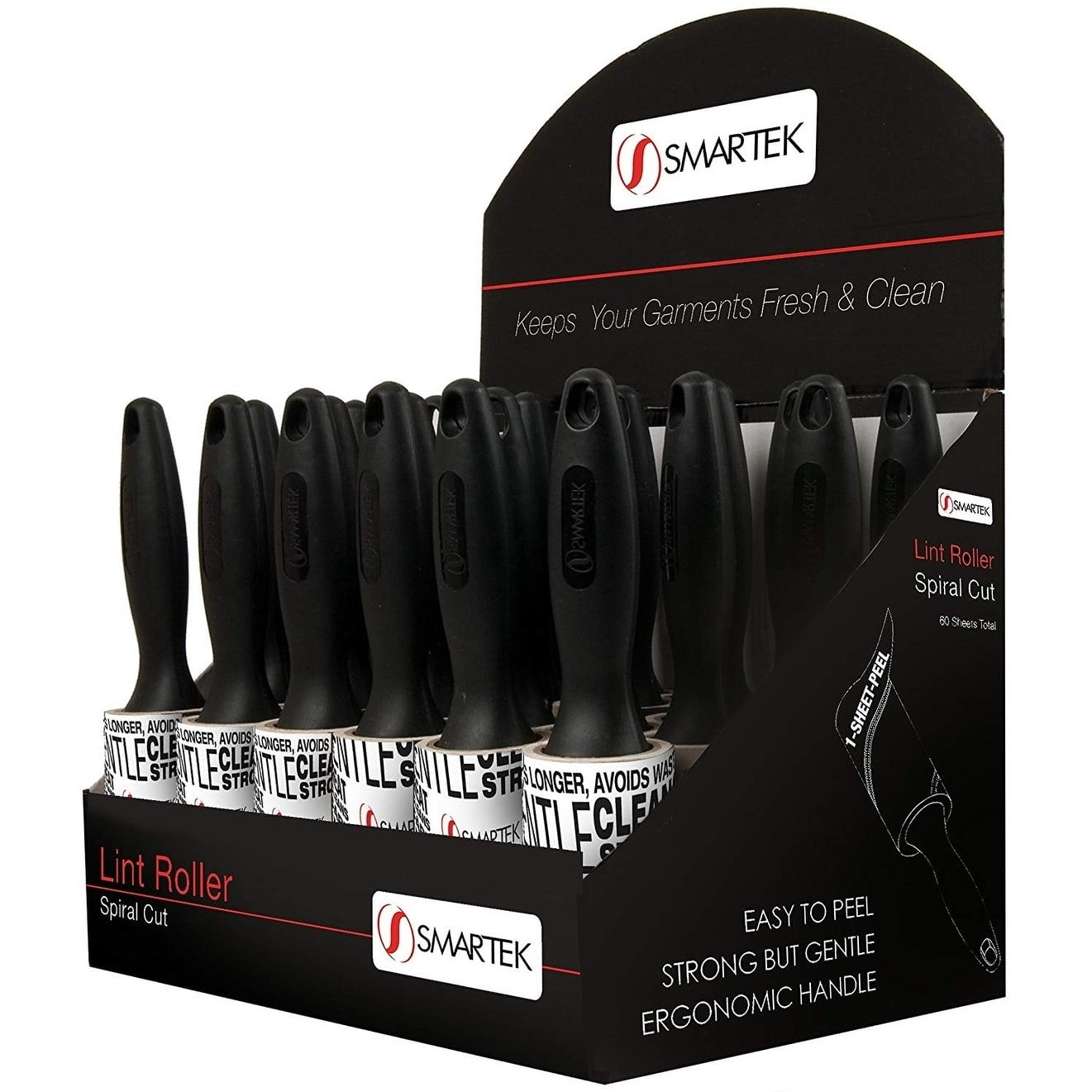 Free Shipping! Smartek Lint Roller Display 24/Pkg-60 Sheets Per Roll ...
