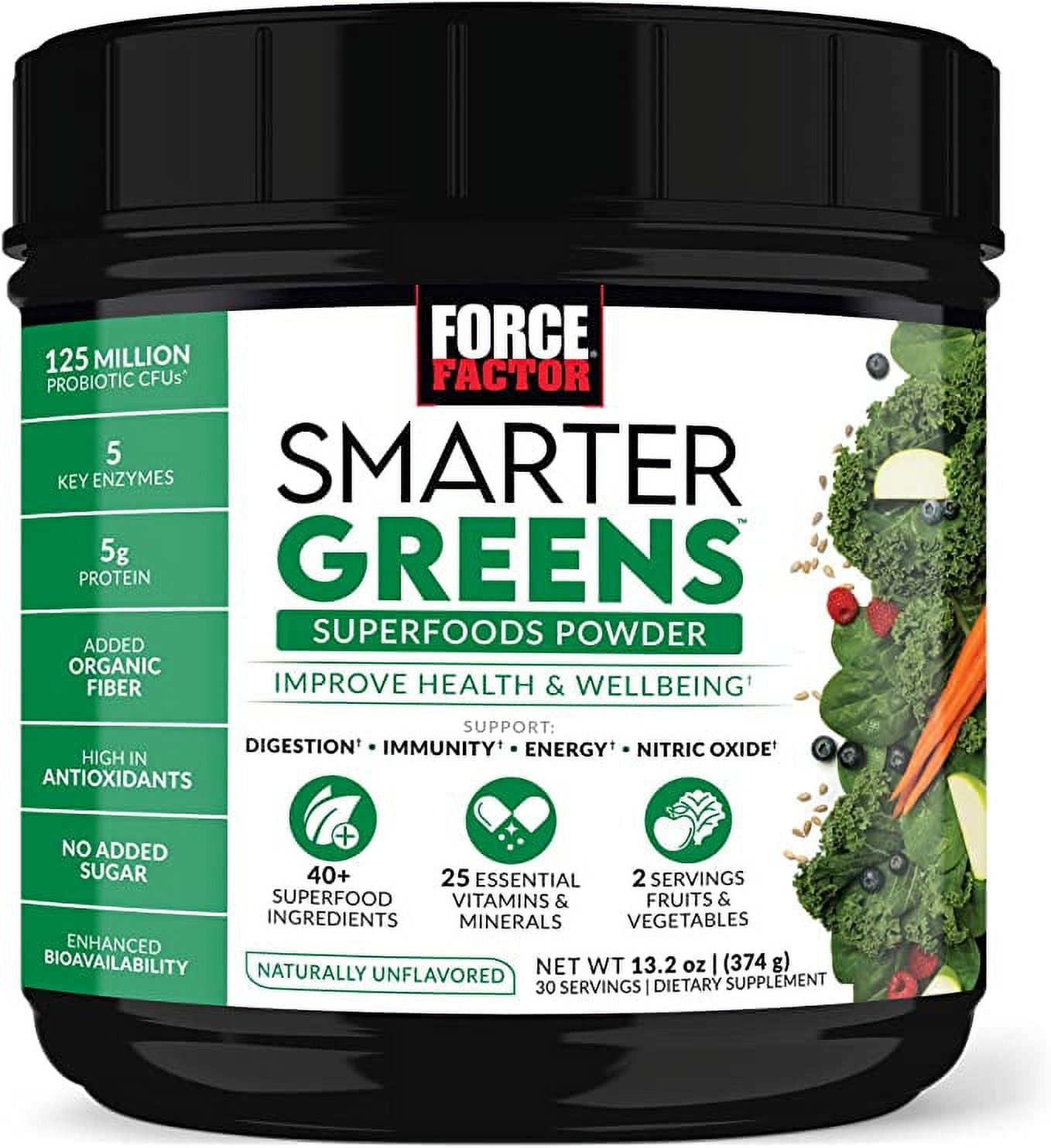 Force Factor Smarter Greens Superfood Blend Powder, Probiotics ...