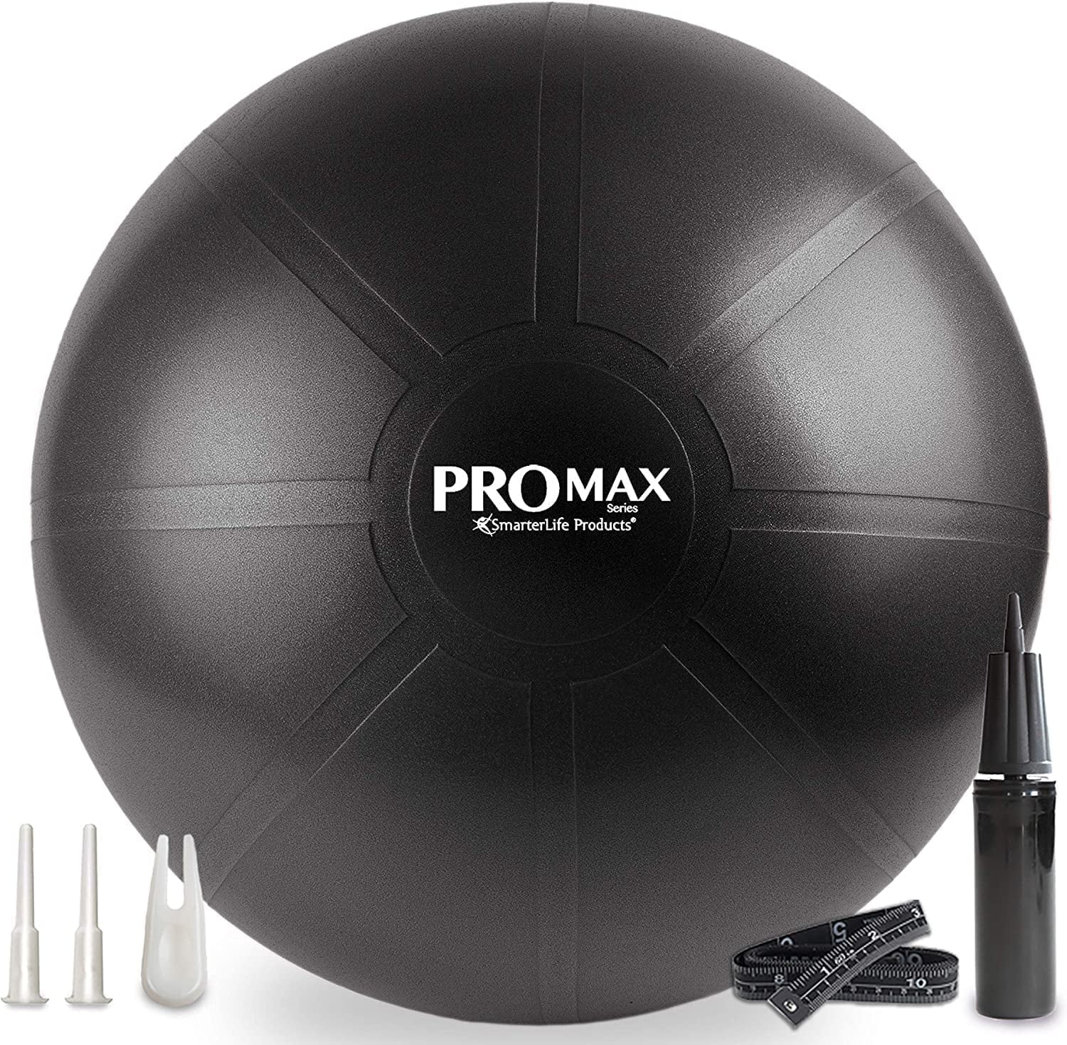 SmarterLife Exercise Yoga Ball, 65cm Black, Anti-Burst 2500 lbs ...