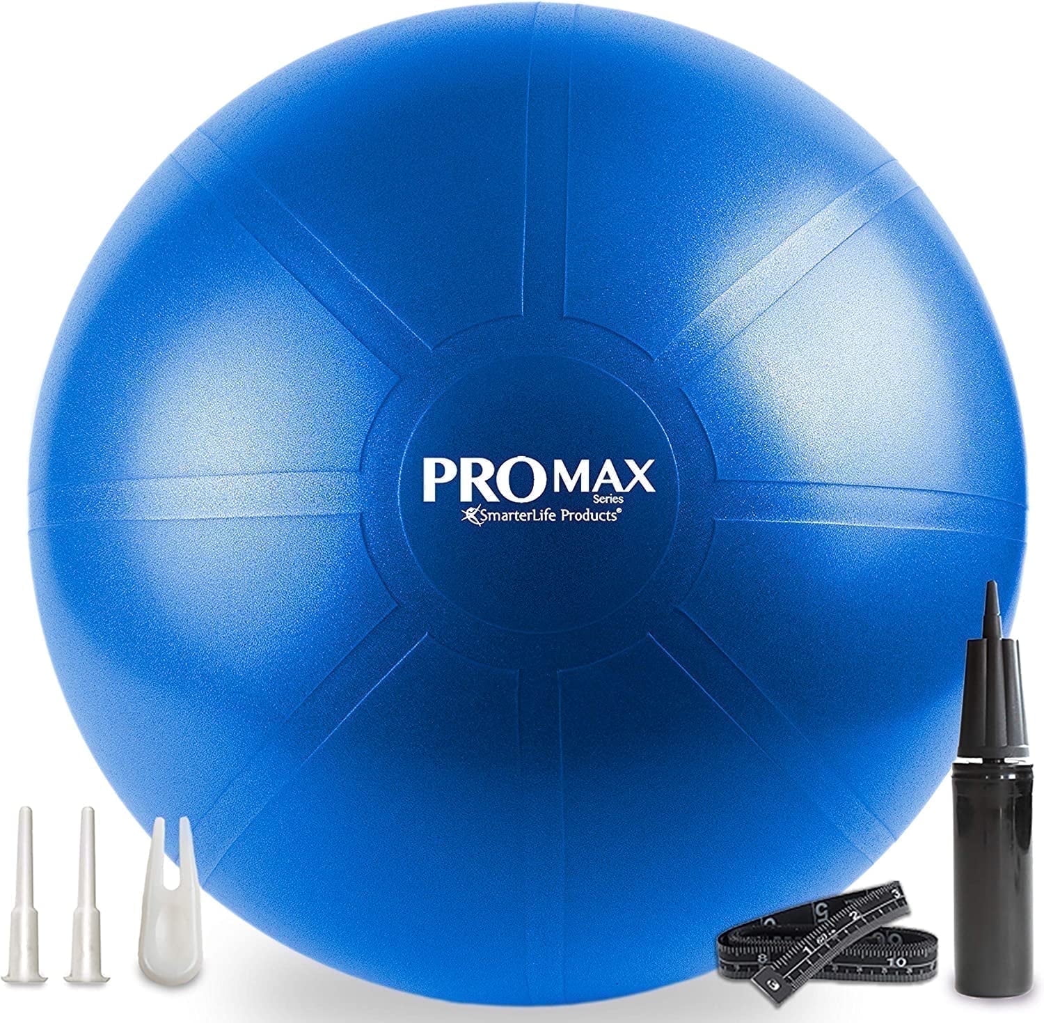 SmarterLife PRO MAX Exercise Ball, 65cm Blue, Anti-Burst PVC ...