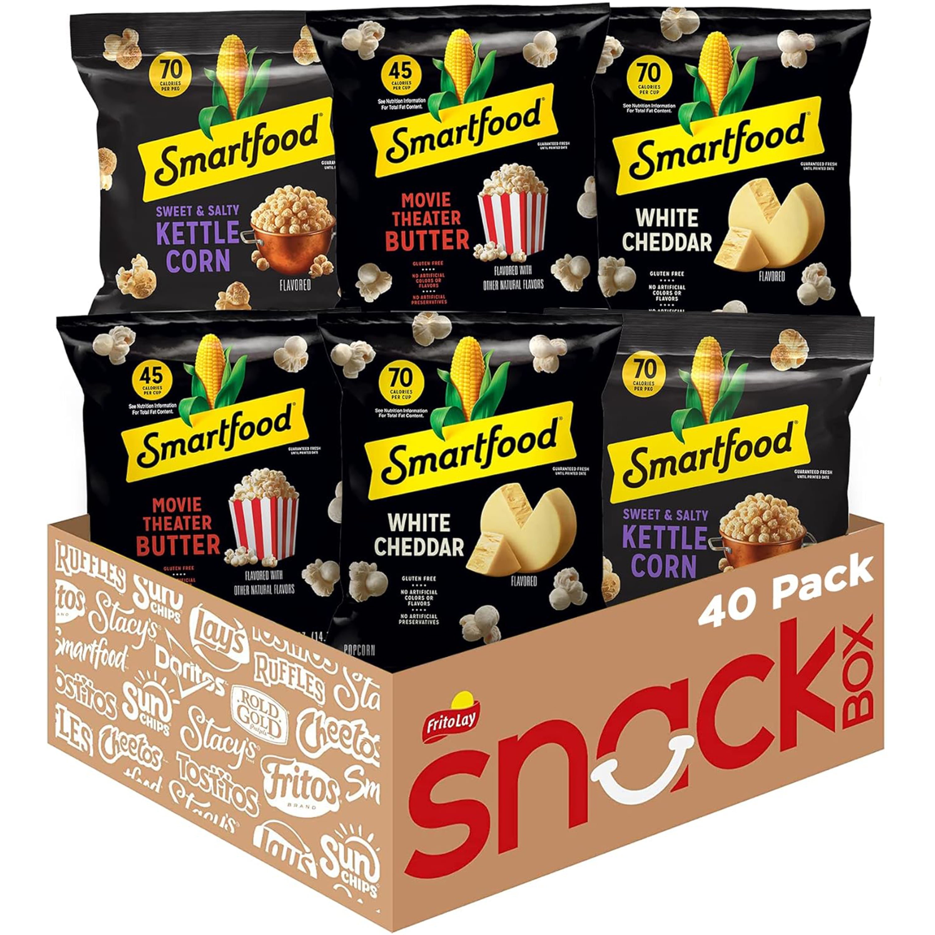 Smartfood Assorted Cheese Popcorn Snacks, Individual 0.5 oz Bags, Sweet ...