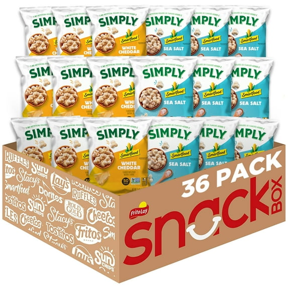 Smartfood Simply Variety Pack, BCF26 White Cheddar and Sea Salt 0.5oz ...