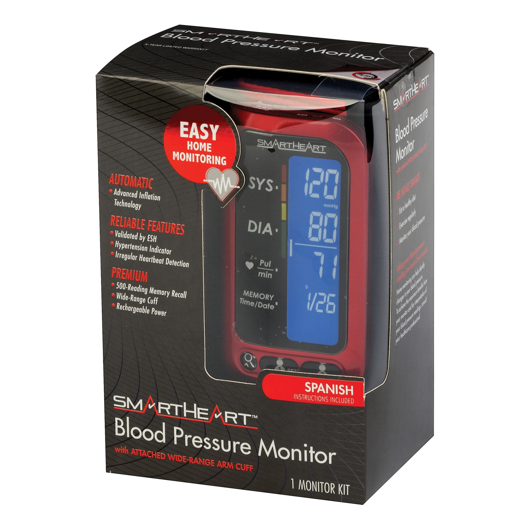 Smartheart Adult Cuff Arm Home Automatic Digital Blood Pressure Monitor ...