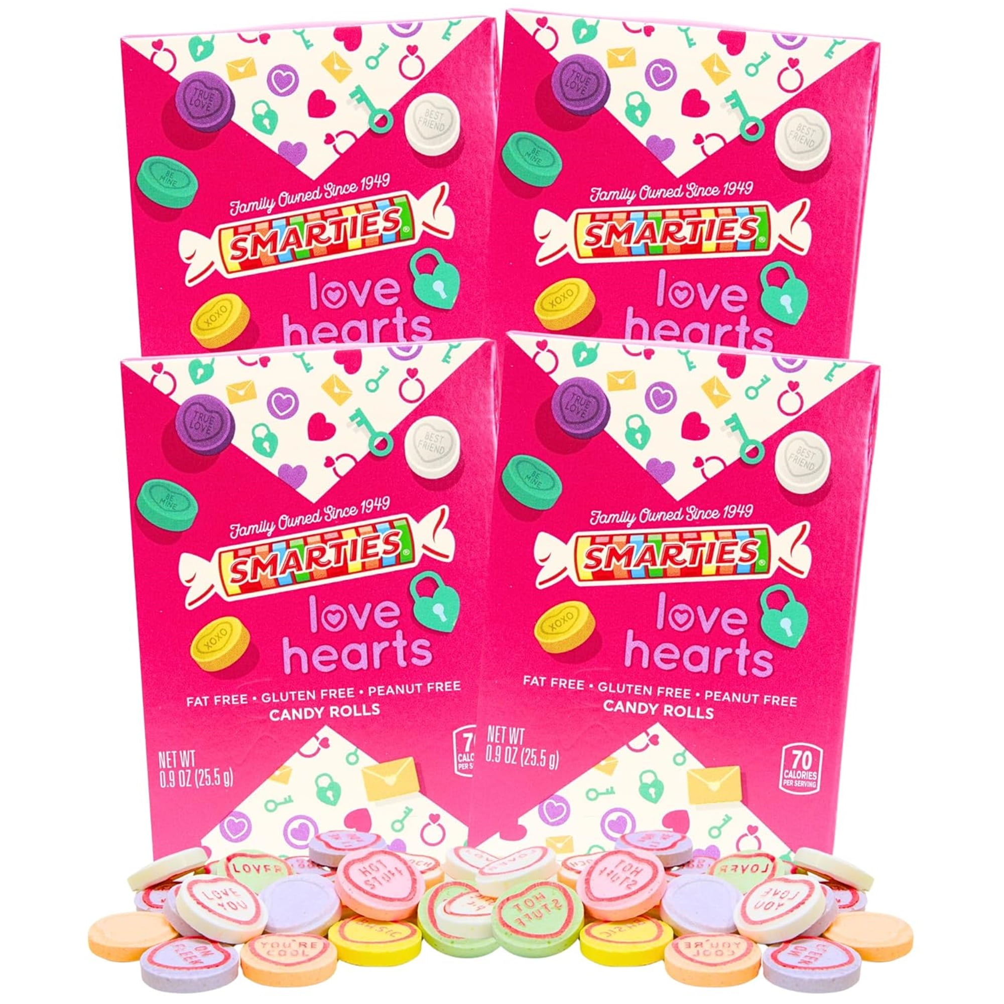 Smarties Conversation Hearts, Valentines Day Candy, Pack of 4, .9 ...
