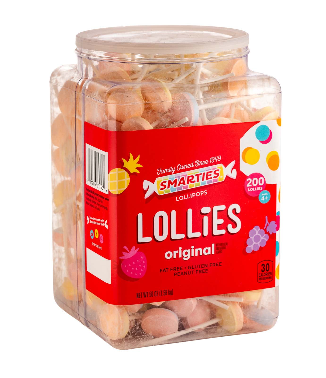 Free Shipping! Smarties Double Lollies Jar 200 Pieces, Fruit Flavored ...