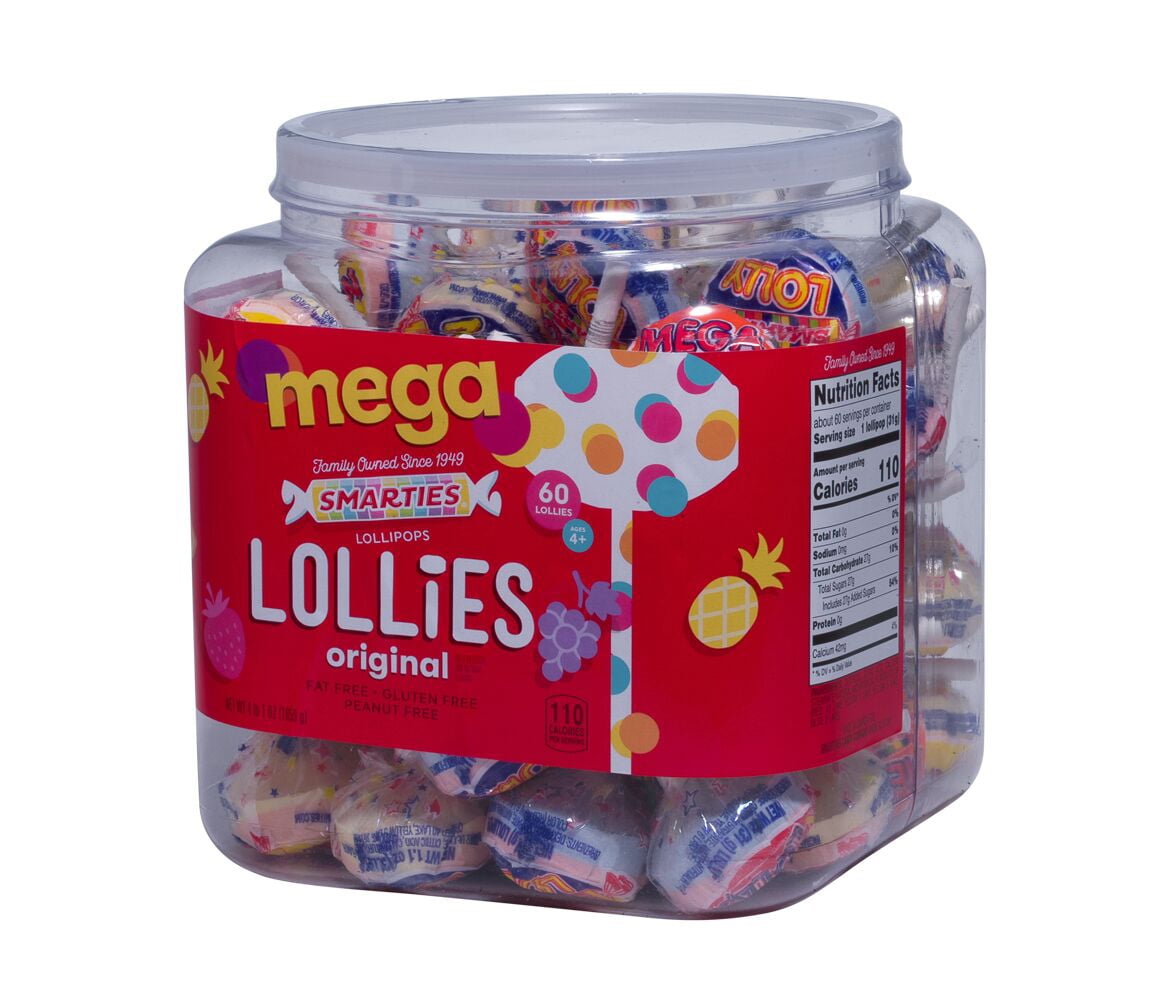 Smarties Mega Lollipops Pack - Original Gluten-Free Candy for Kids, 65 ...