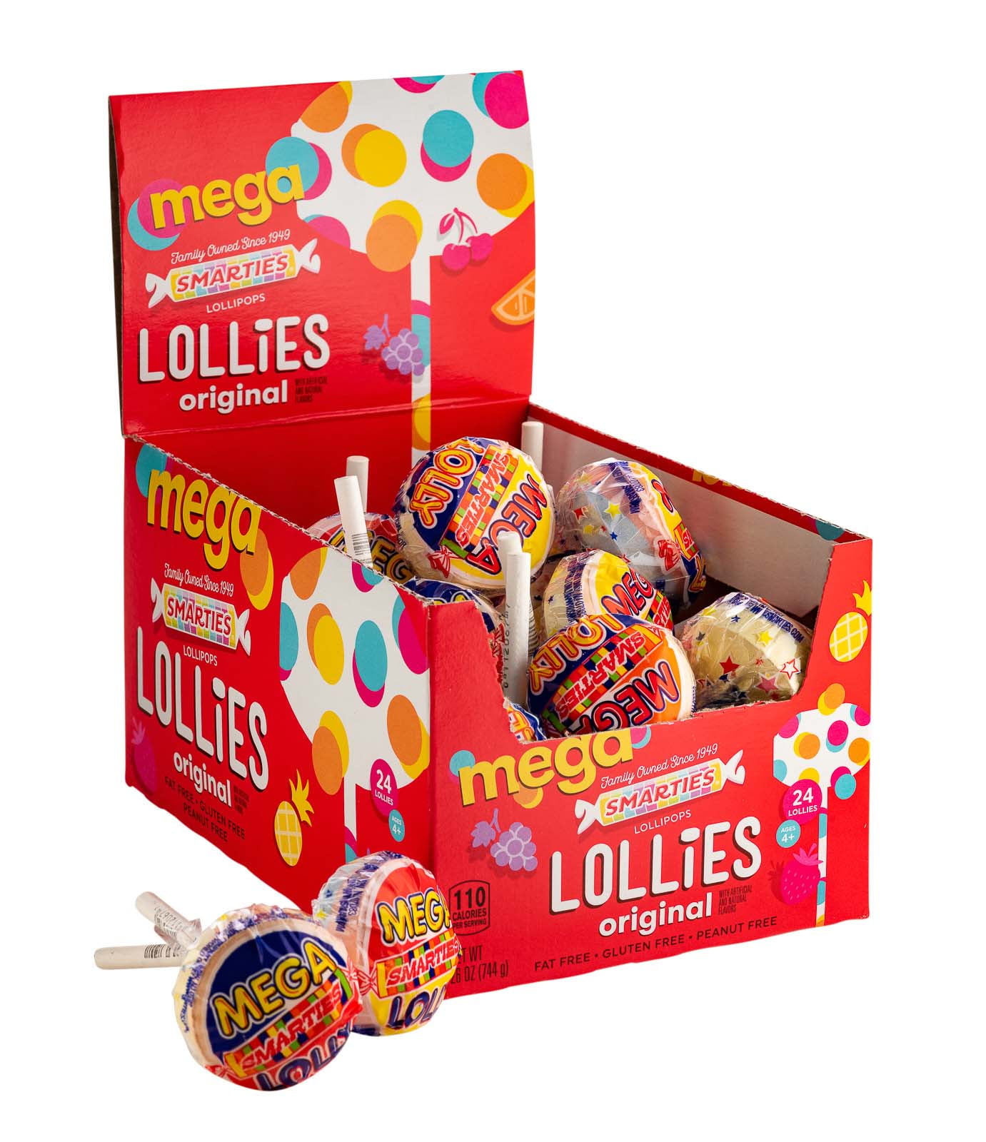 Smarties Mega Double Lollies, 24-Count Box, Allergen-Free & Vegan, 26 ...